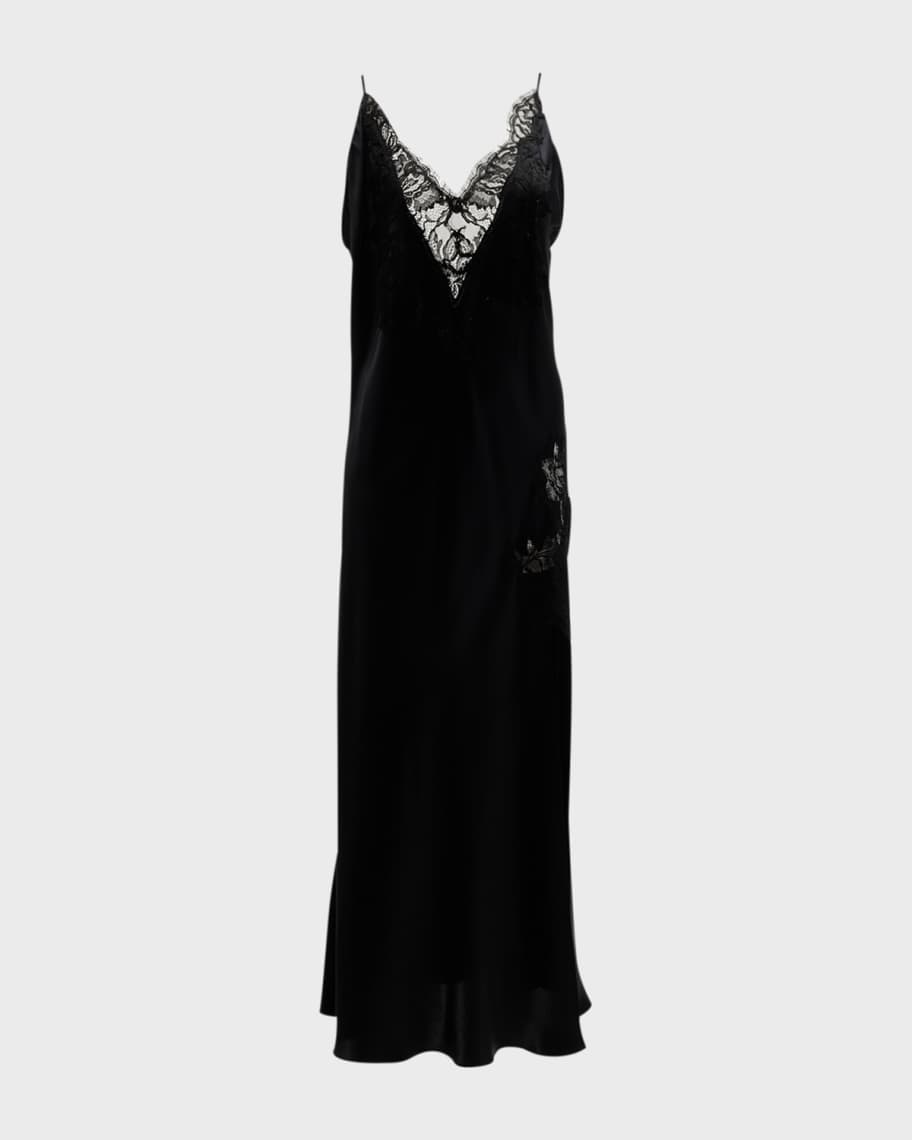 Christine Lingerie Diva Lace-Trim Charmeuse Gown | Neiman Marcus