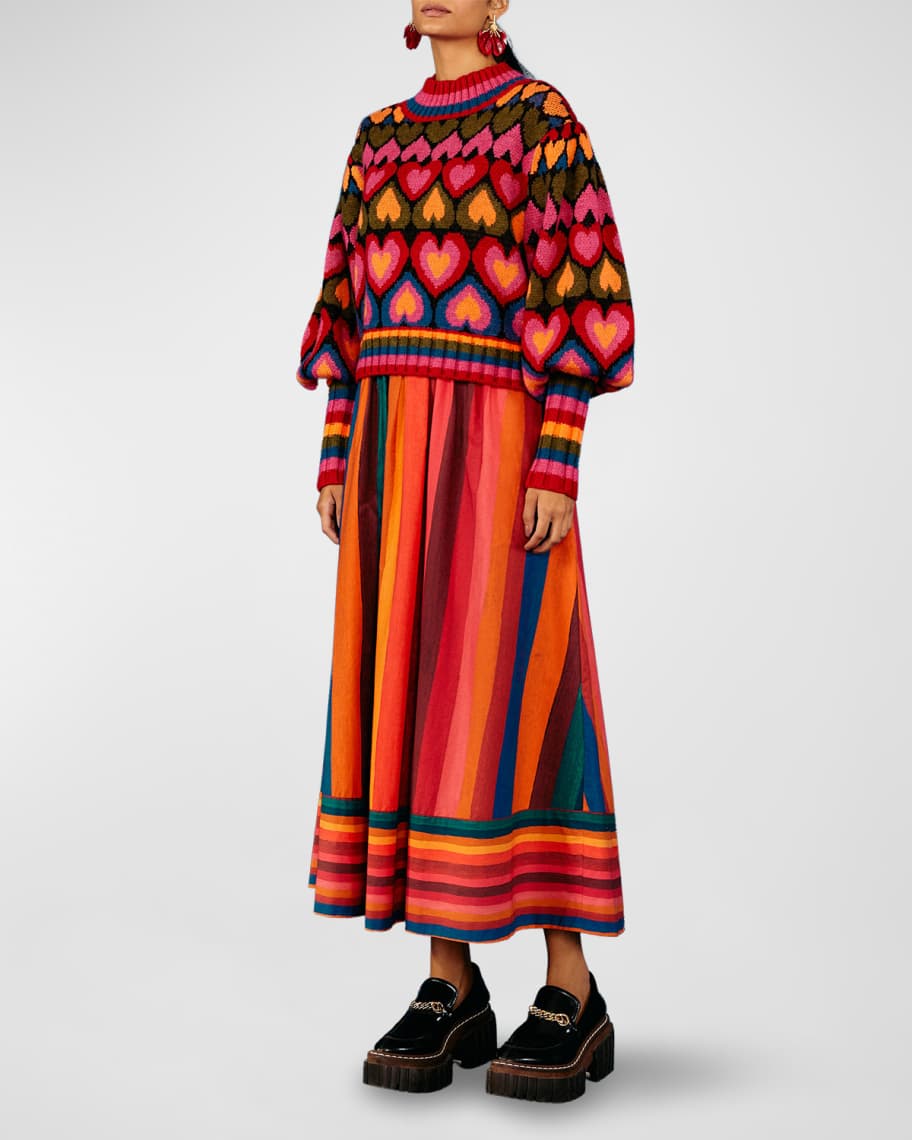 Farm Rio Full of Hearts Jacquard Sweater | Neiman Marcus