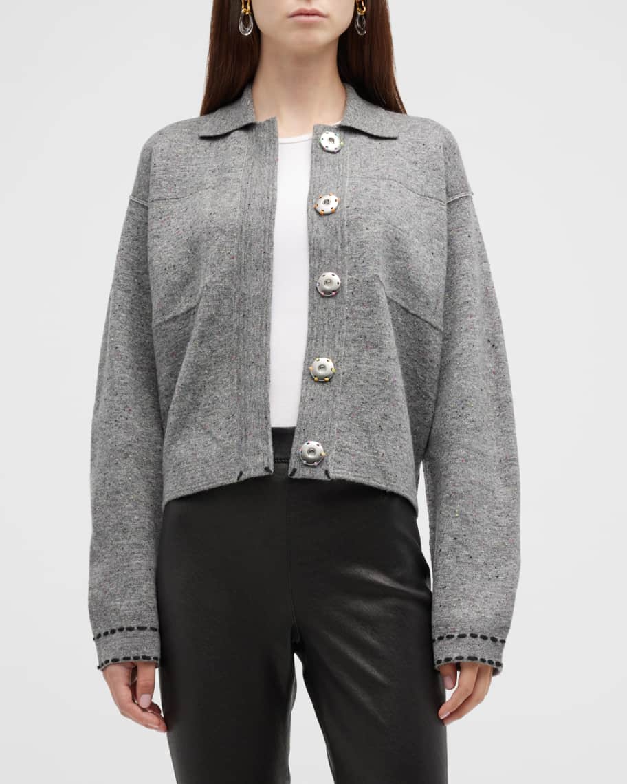Lisa Todd Off Duty Speckle Knit Jacket | Neiman Marcus