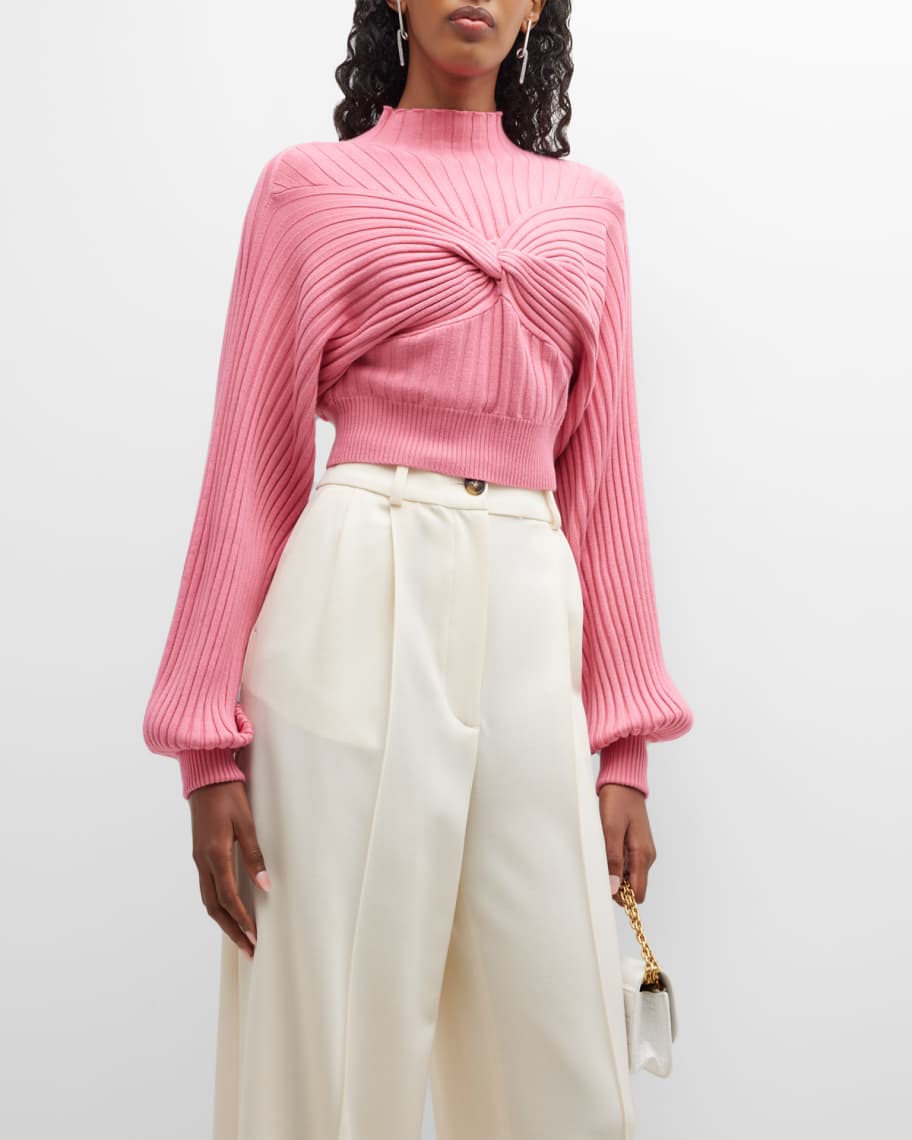 Acler Springfield Cropped Turtleneck Twist-Front Sweater | Neiman Marcus