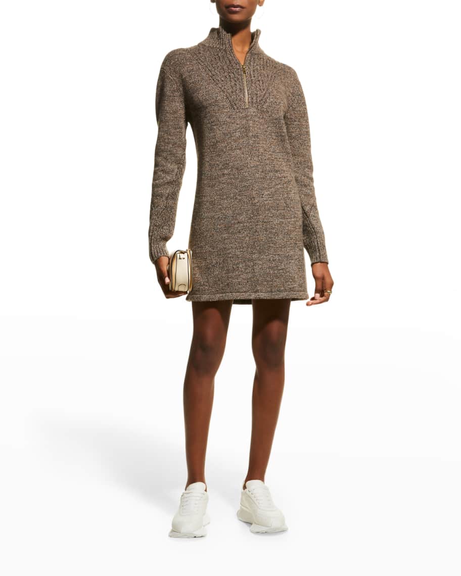 Monrow Marled Half-Zip Sweater Dress | Neiman Marcus