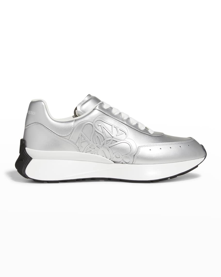 McQueen Men's Monogram Appliqué Leather Runner Sneakers | Neiman Marcus