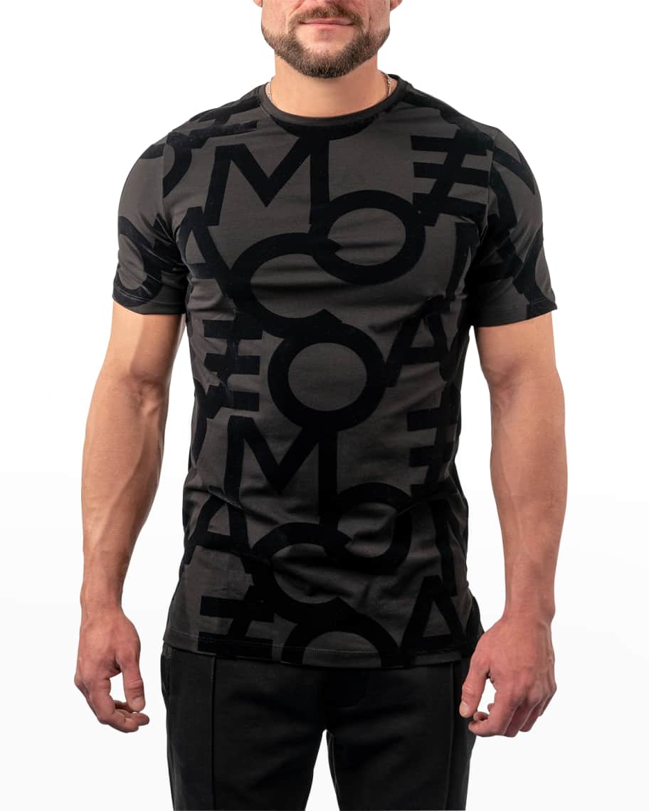 Maceoo Men's Tonal Velvet Logo T-Shirt | Neiman Marcus