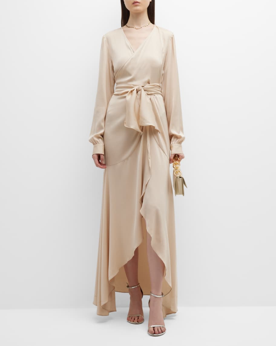 NOUVELLE SILK95FIVE Ananda Silk High-Low Wrap Dress | Neiman Marcus