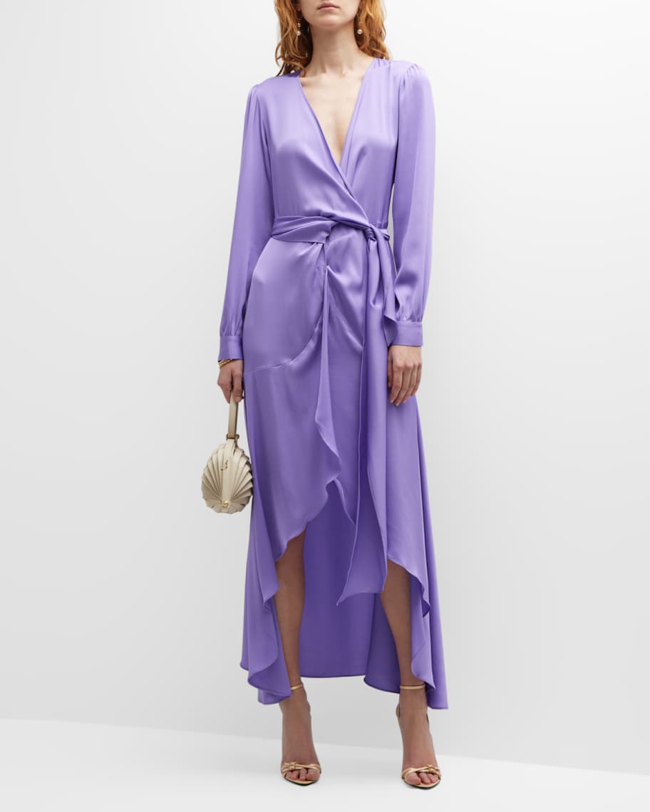 NOUVELLE SILK95FIVE Ananda Silk High-Low Wrap Dress | Neiman Marcus