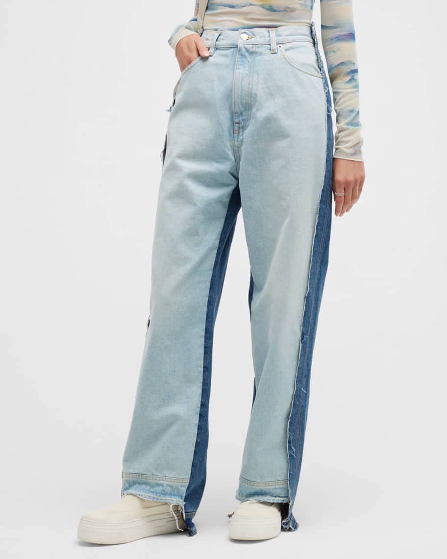 DARKPARK The 50 50 High-Rise Wide Deconstructed Jeans | Neiman Marcus