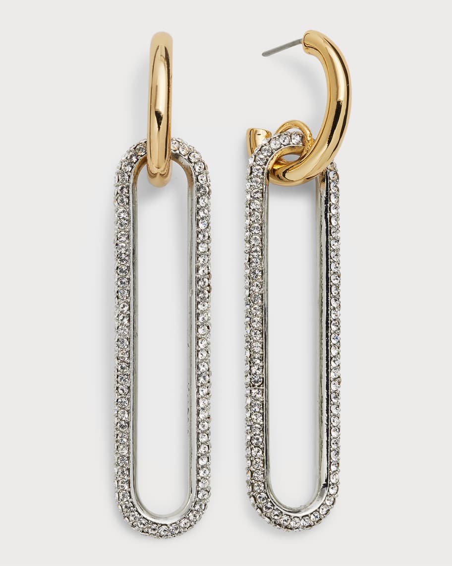 DEMARSON Crystal Pavé Rachel Drop Hoop Earrings | Neiman Marcus