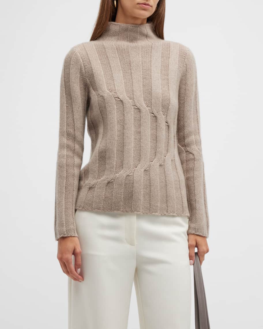 TSE Recycled Cashmere Textured Mock-Neck Sweater | Neiman Marcus