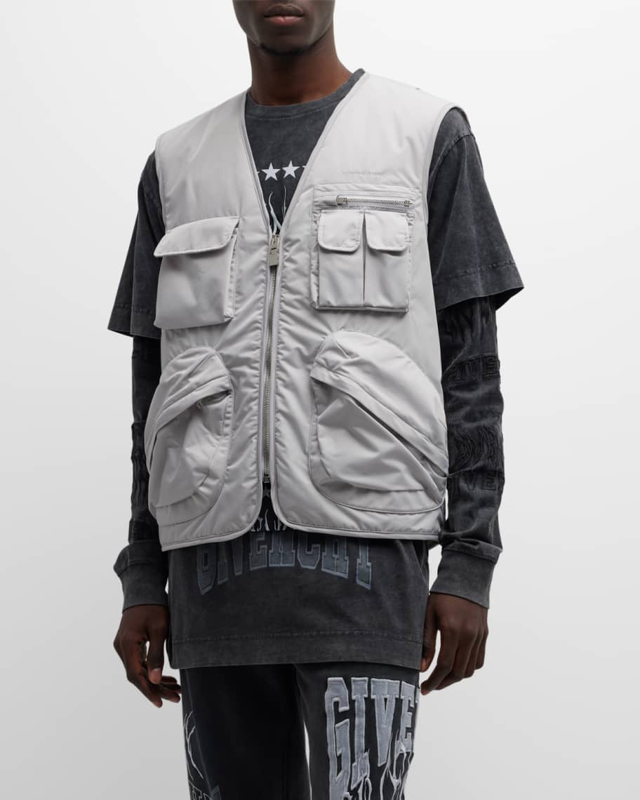 Givenchy Men's Multi-Pocket Zip Vest | Neiman Marcus