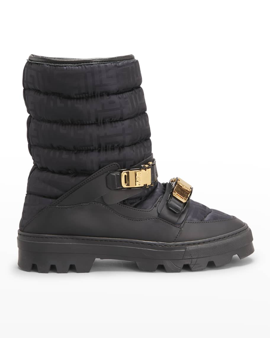 Balmain After Ski Monogram Buckle Nylon Boots | Neiman Marcus