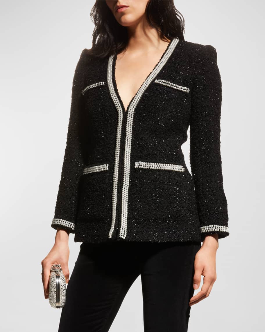 Veronica Beard Kemsley Faux-Pearl Trim Jacket | Neiman Marcus