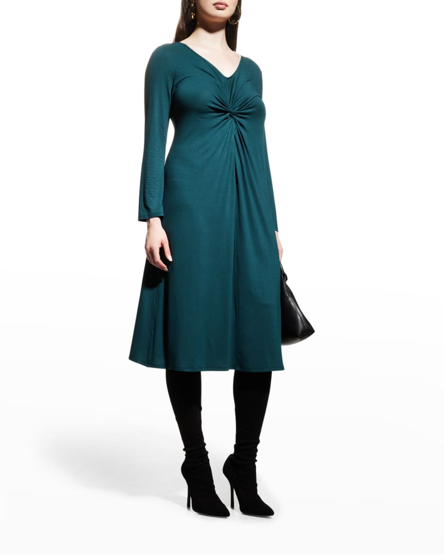 Whitney Morgan Plus Size Twist-Front Jersey Midi Dress | Neiman Marcus