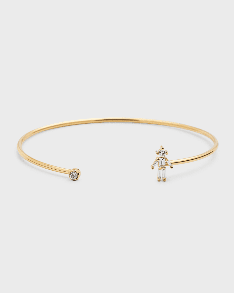 LITTLE ONES PARIS 18K Yellow Gold and Diamonds Boy Bangle Bracelet ...