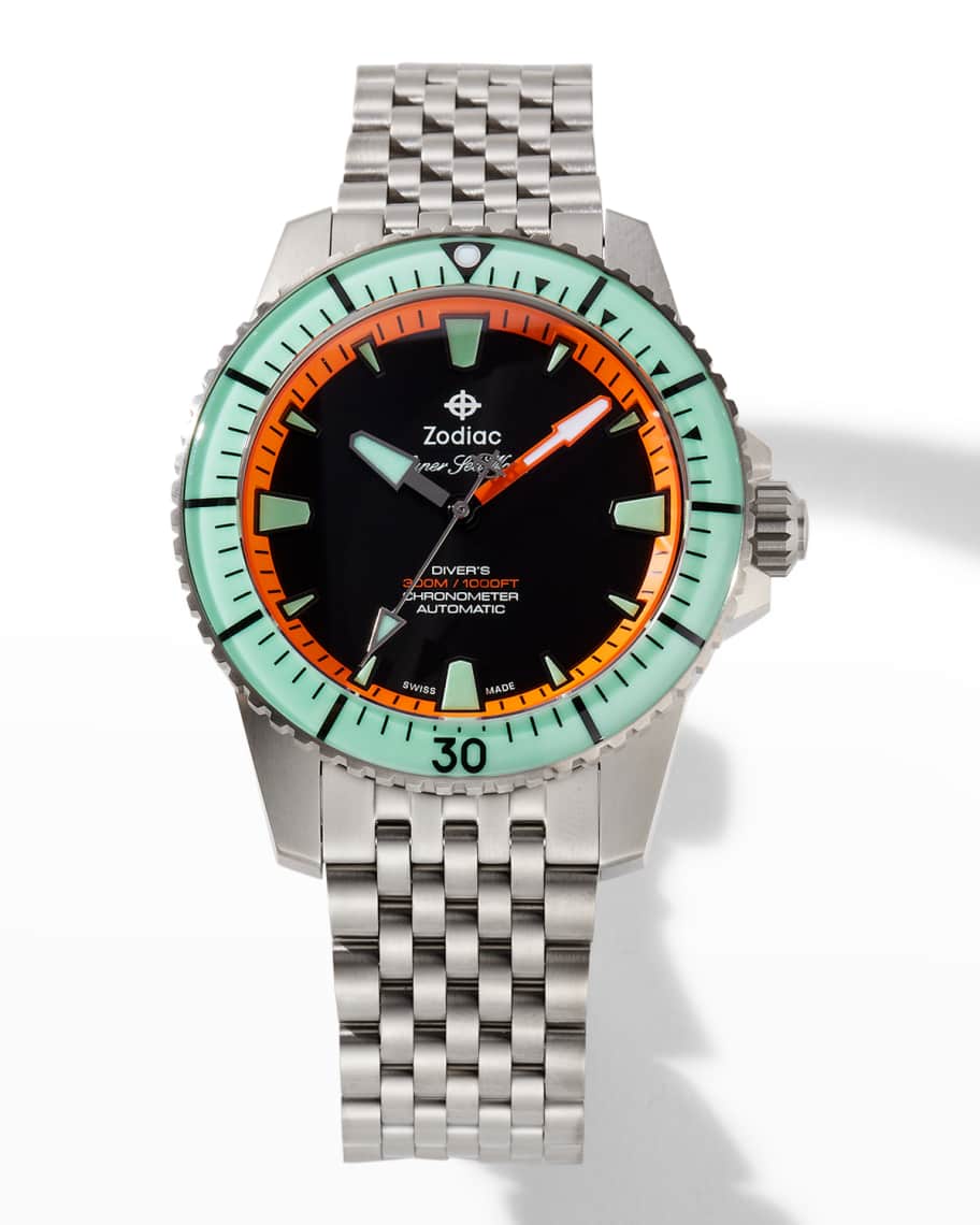 ZODIAC Men's Super Sea Wolf Pro-Diver Titanium Watch w/ Strap | Neiman ...