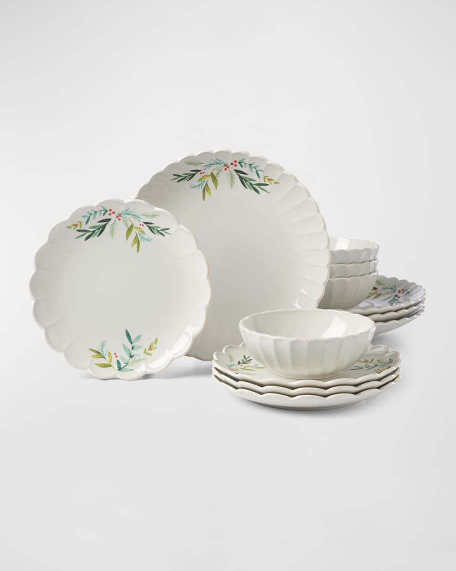 Lenox 12-Piece Holly French Perle Scallop Dinnerware Set | Neiman Marcus