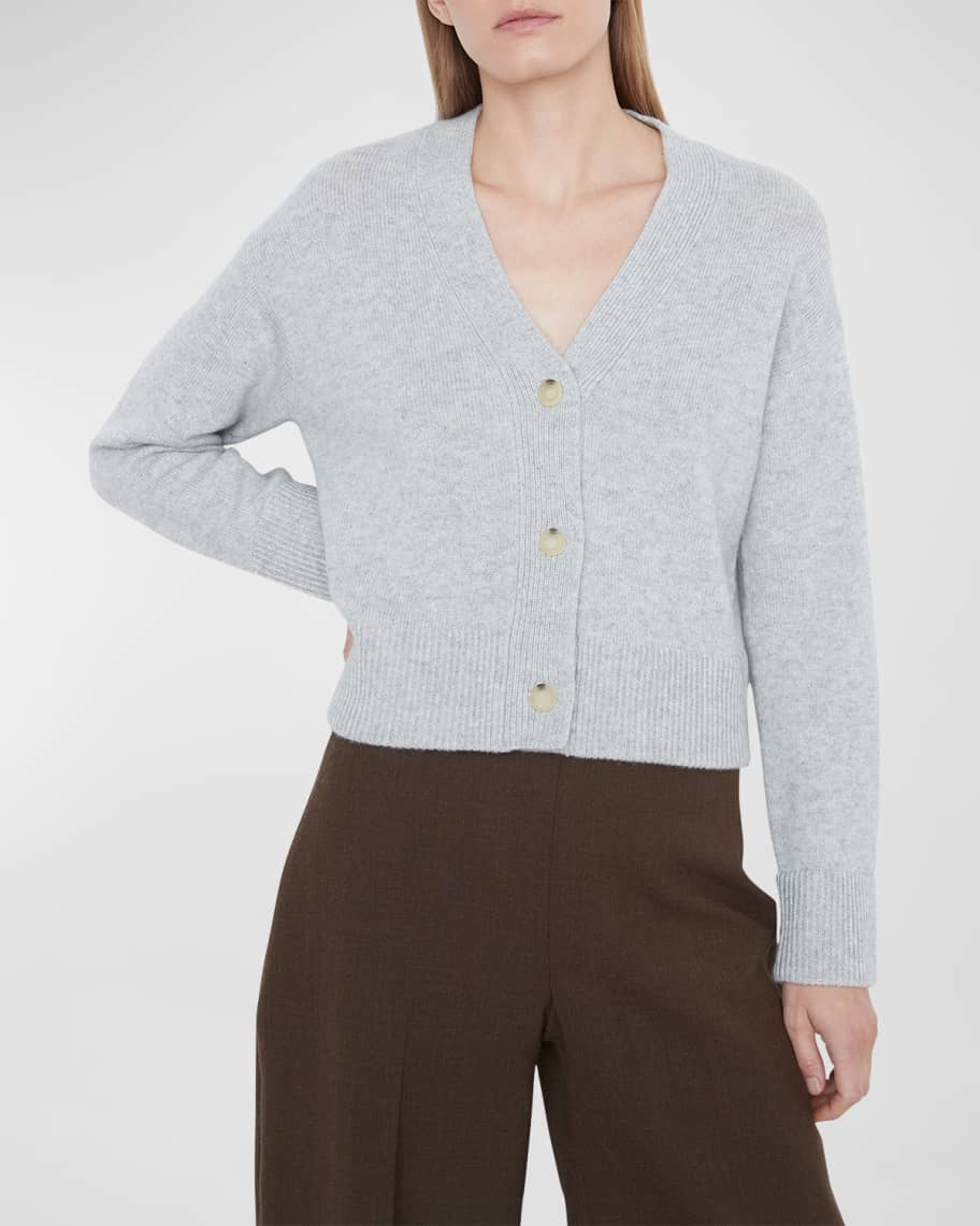 Vince Wool-Cashmere Boxy V-Neck Cardigan | Neiman Marcus Vince Wool-Cashmere Boxy V-Neck Cardigan | Neiman Marcus