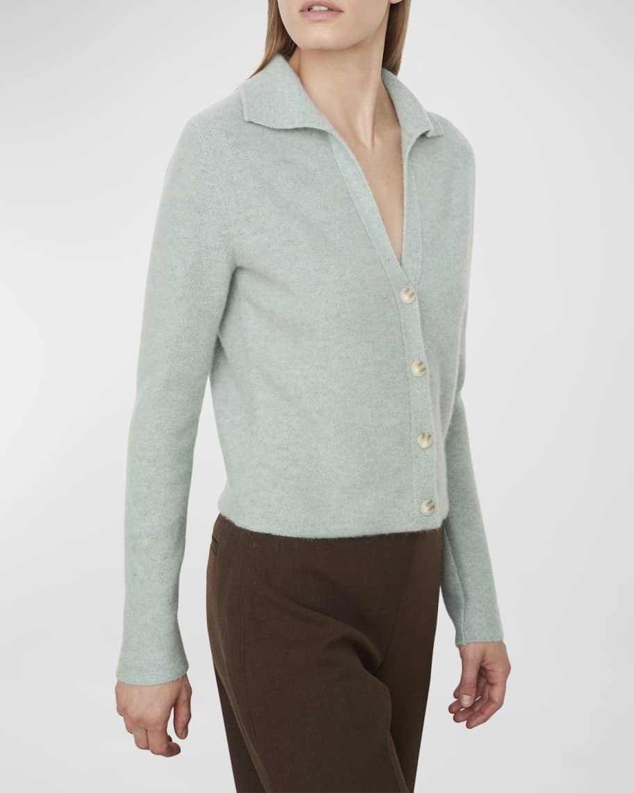 Vince Polo Button Cashmere Cardigan | Neiman Marcus