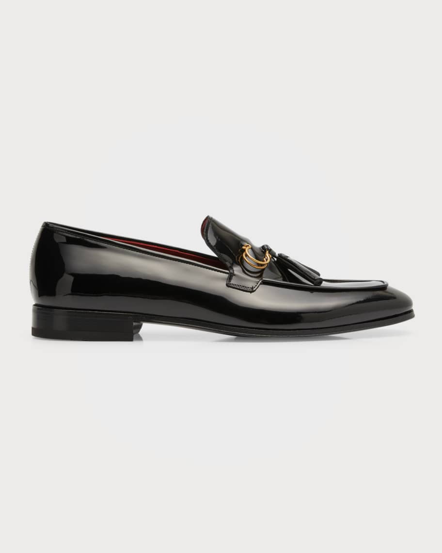 Ferragamo Men's Pin and Tassel Patent Leather Loafers | Neiman Marcus