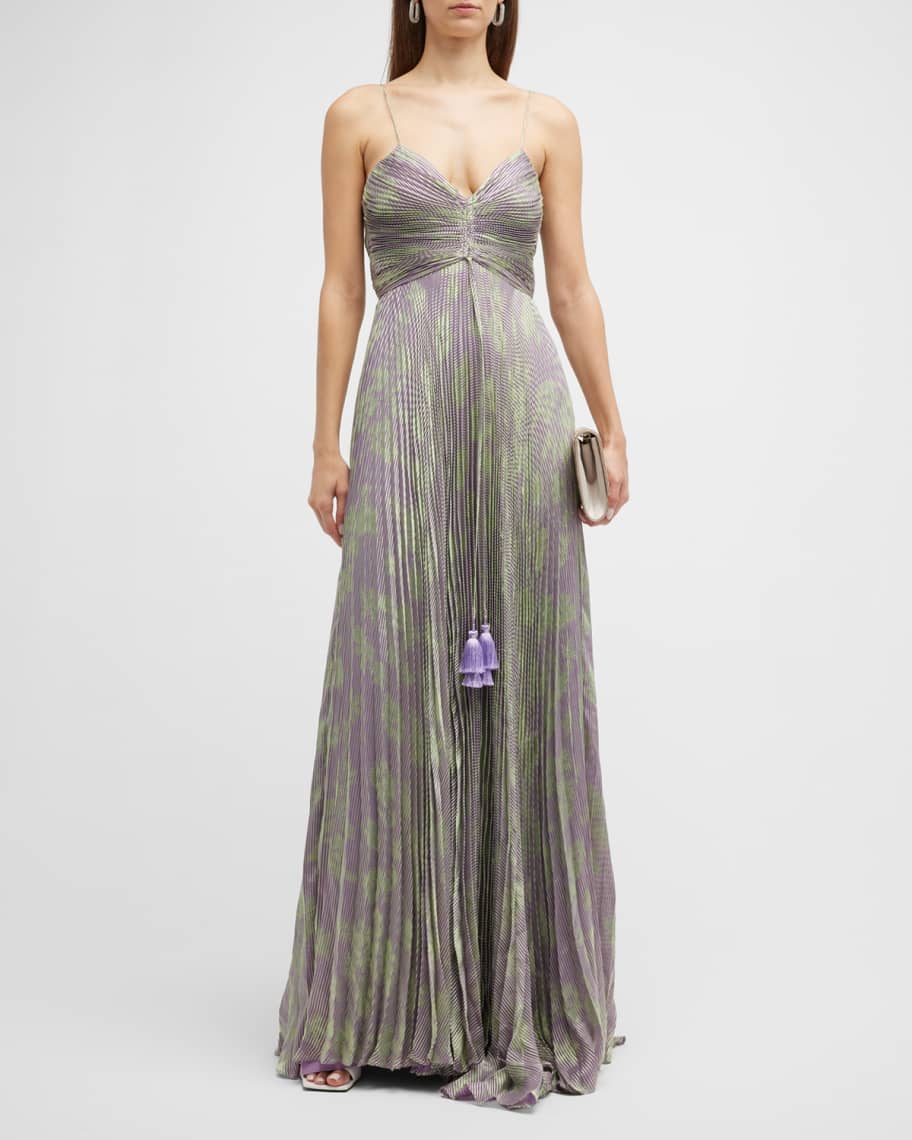 Alexis Cayden Pleated Devore Maxi Dress | Neiman Marcus