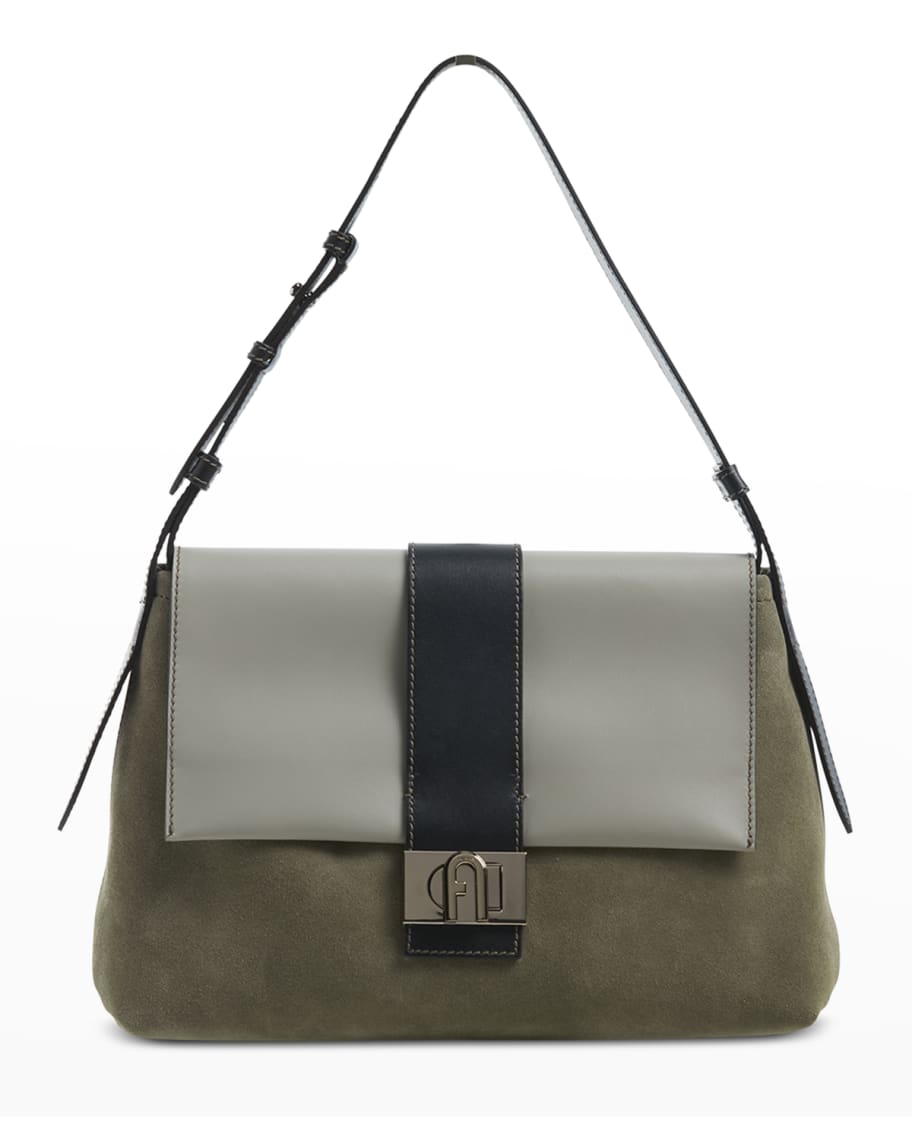 Furla Charlie Colorblock Suede Shoulder Bag | Neiman Marcus