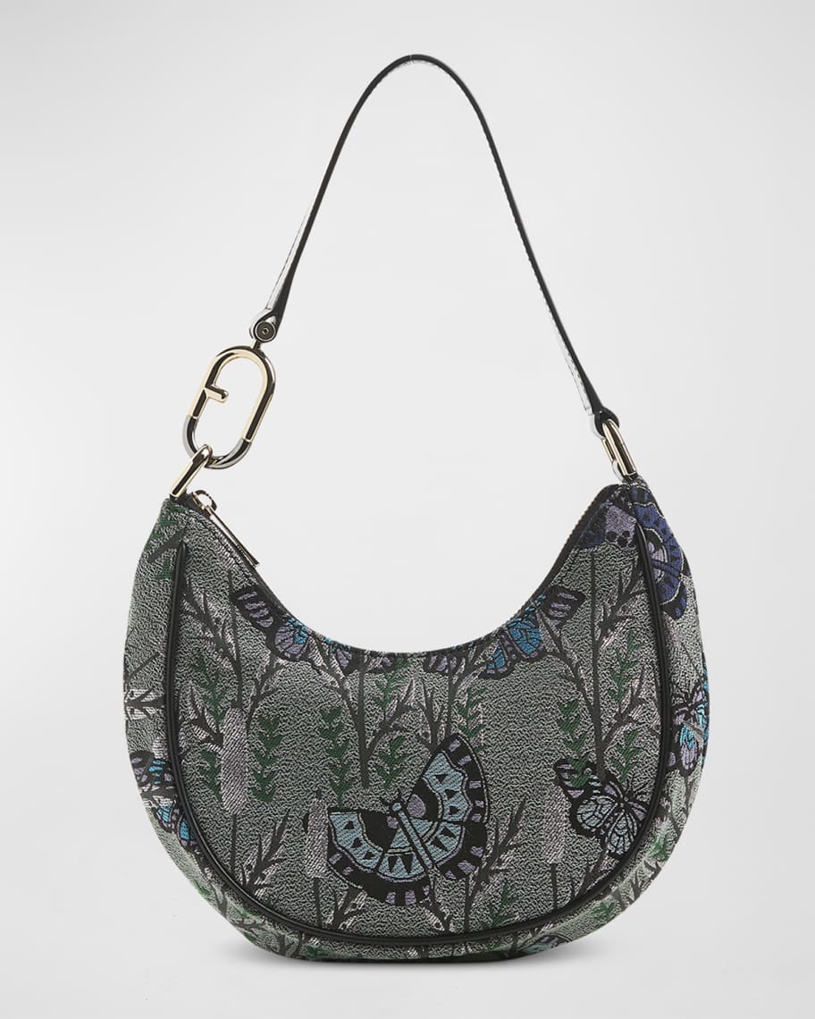 Furla Primavera Zip Embroidered Shoulder Bag | Neiman Marcus