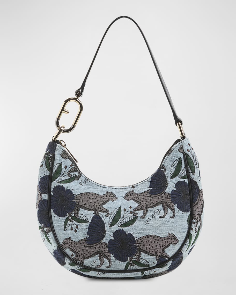Furla Primavera Zip Embroidered Shoulder Bag | Neiman Marcus