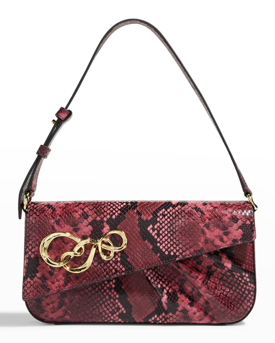 Alexis Bittar Twisted Flap Snake-Embossed Shoulder Bag | Neiman Marcus