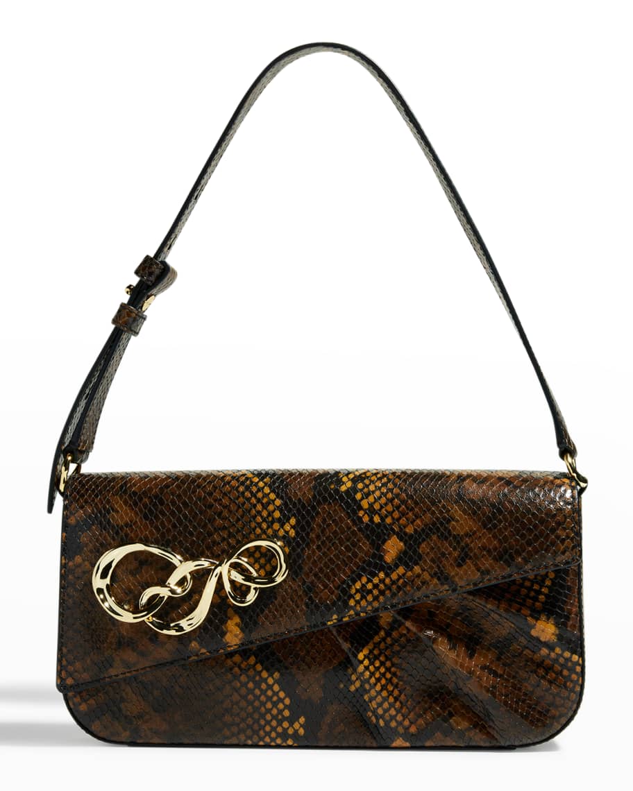 Alexis Bittar Twisted Flap Snake-Embossed Shoulder Bag | Neiman Marcus