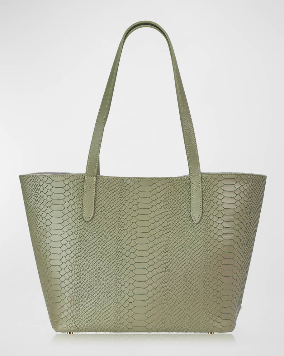 Gigi New York Teddie Python-Embossed Shopper Tote Bag | Neiman Marcus