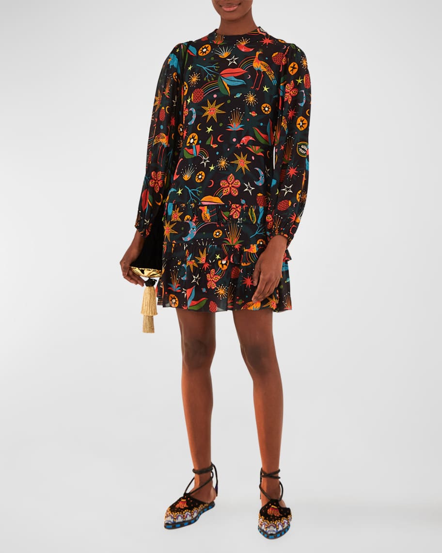 Farm Rio Black Cerrado Sky Mini Dress | Neiman Marcus