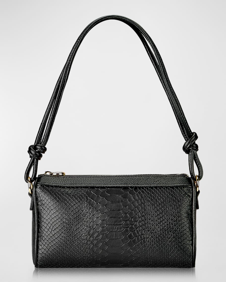 Gigi New York Maggie Knot Python-Embossed Shoulder Bag | Neiman Marcus