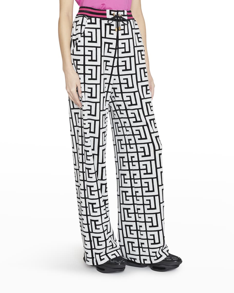 Balmain Monogram Velour Straight-Leg Sweatpants | Neiman Marcus