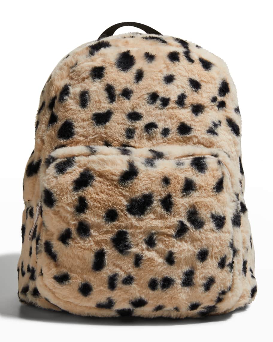 Molo Kid's Furry Animal-Print Backpack | Neiman Marcus
