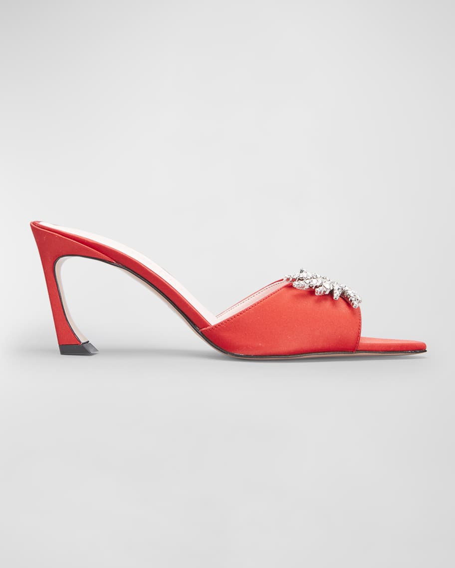 Piferi Lotta Satin Crystal Mule Sandals | Neiman Marcus