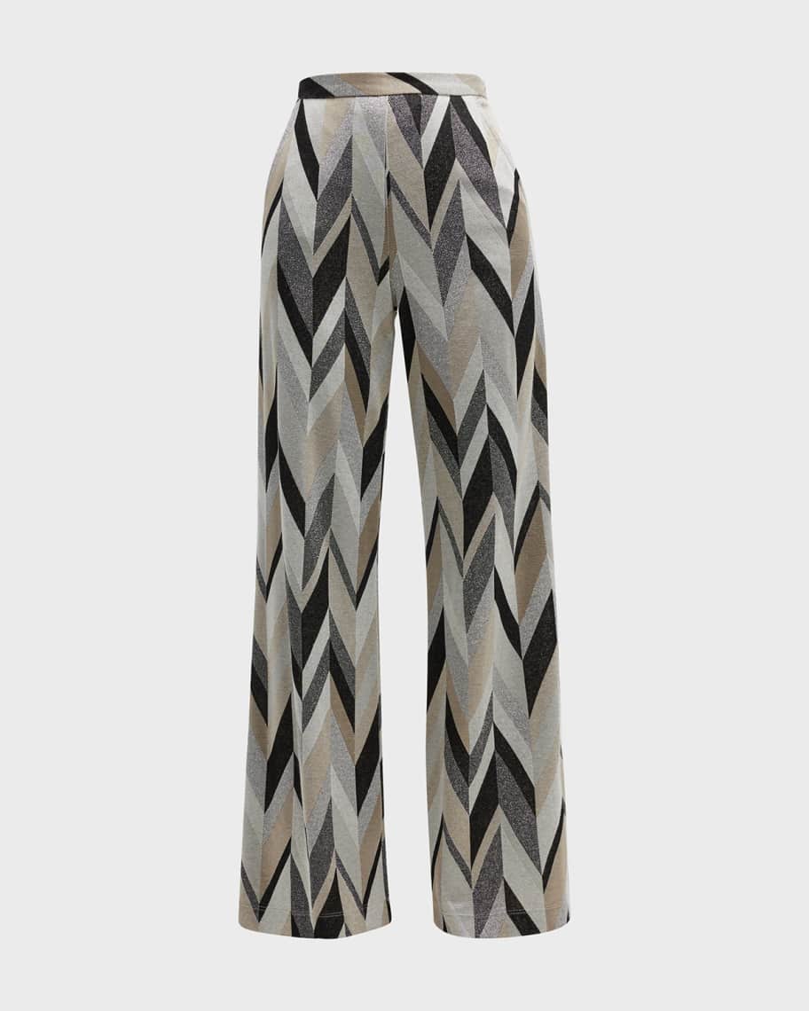 Trina Turk Asia Wide-Leg Chevron Pants | Neiman Marcus