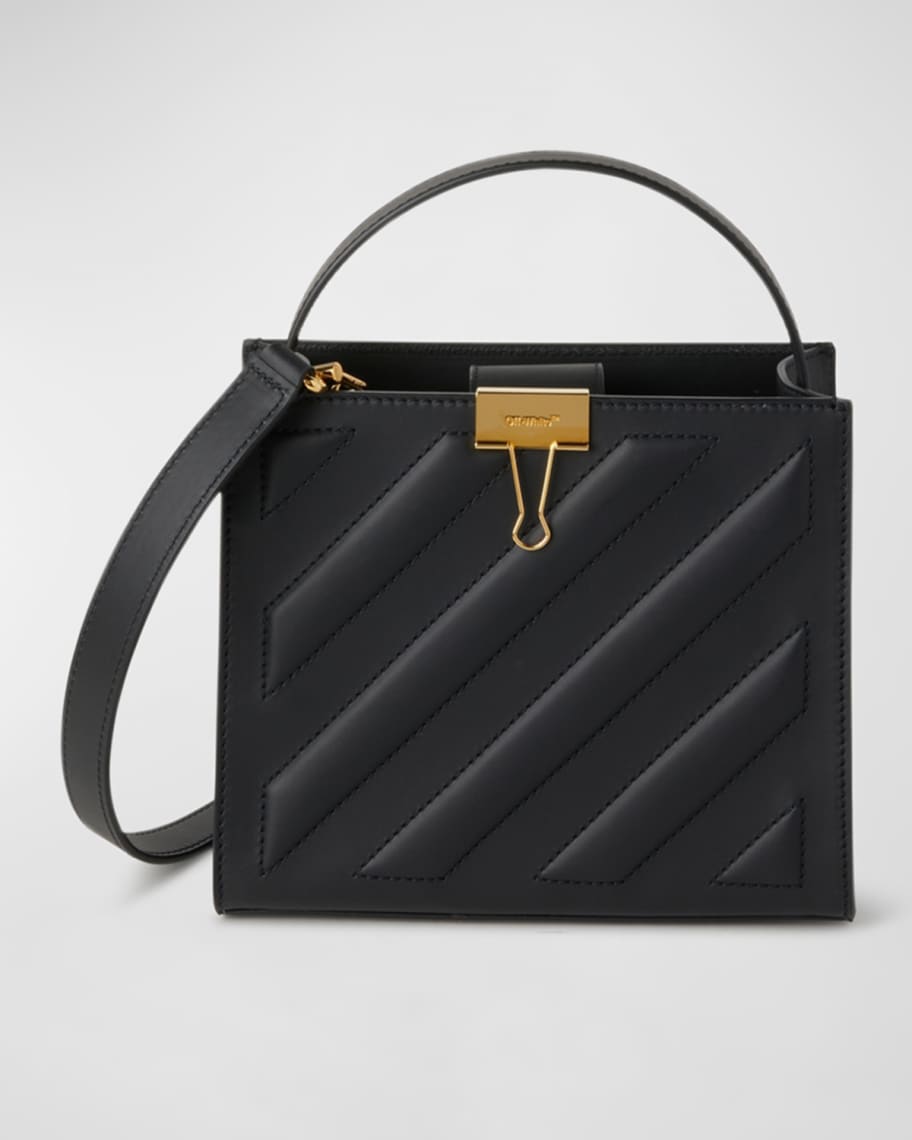 Off-White Diagonal Stripe Leather Top-Handle Bag | Neiman Marcus