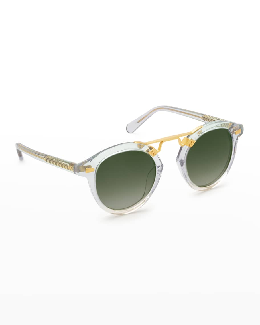 KREWE STL II Round Sunglasses with Metal Keyhole - Lagoon | Neiman Marcus