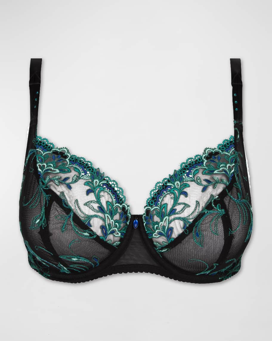 Lise Charmel Embroidered Mesh Three-Part Bra | Neiman Marcus