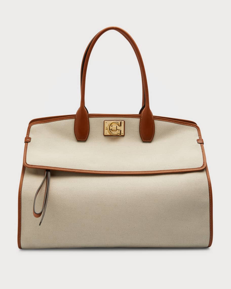Ferragamo The Studio Canvas Top-Handle Bag | Neiman Marcus