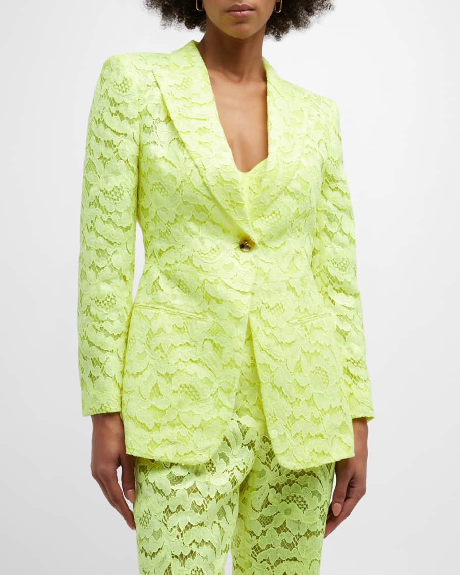 McQueen Lacquer Lace Single-Breasted Blazer Jacket | Neiman Marcus