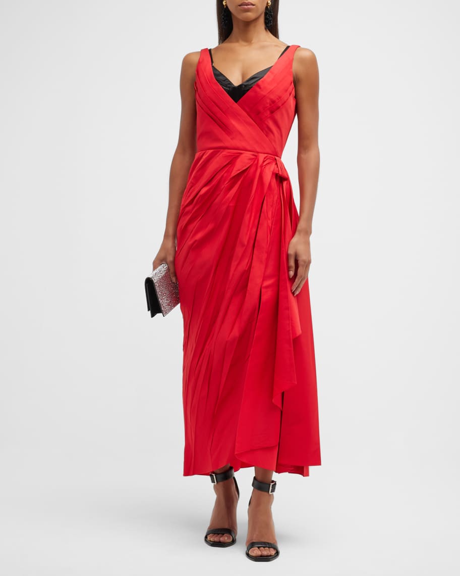 McQueen Deconstructed Wrap-Front Midi Dress | Neiman Marcus