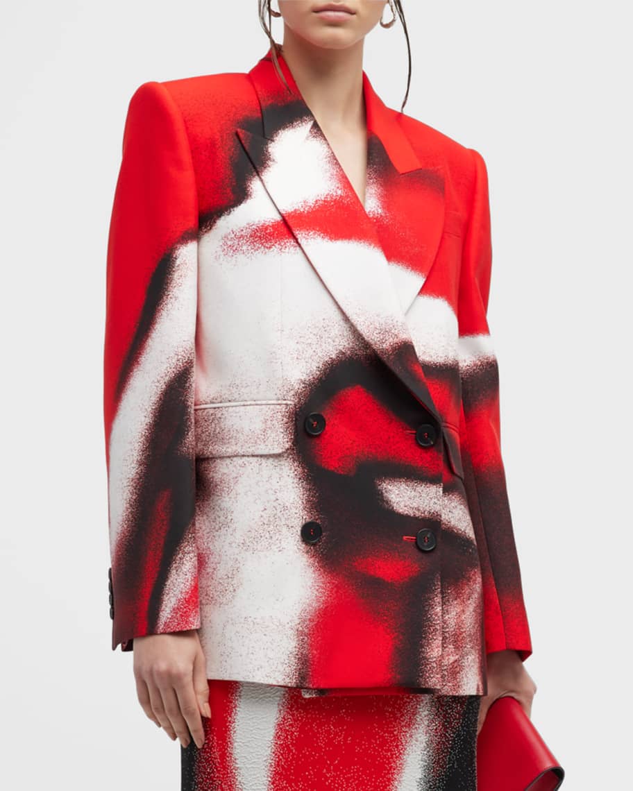 McQueen Printed Boxy Cady Jacket | Neiman Marcus