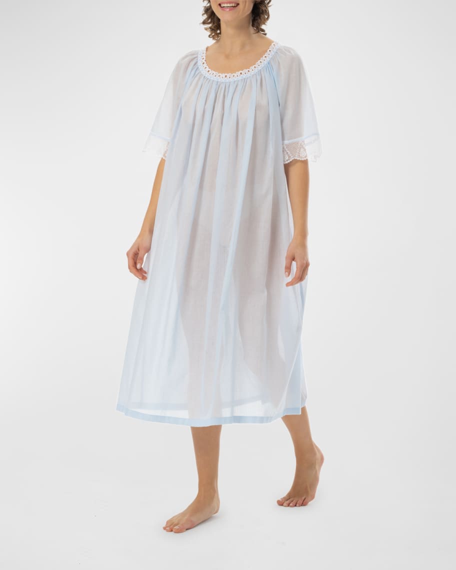 Celestine Donna Ruched Lace-Trim Nightgown | Neiman Marcus
