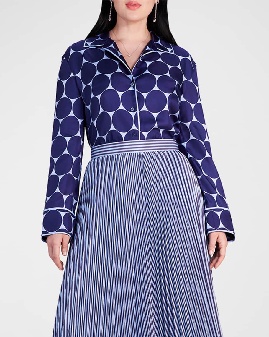 kate spade new york deborah dot silk button-front shirt | Neiman Marcus