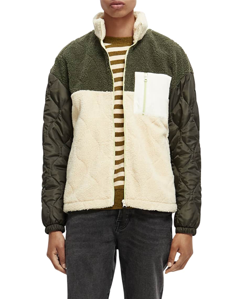 Scotch & Soda Men's Colorblock Teddy Jacket | Neiman Marcus