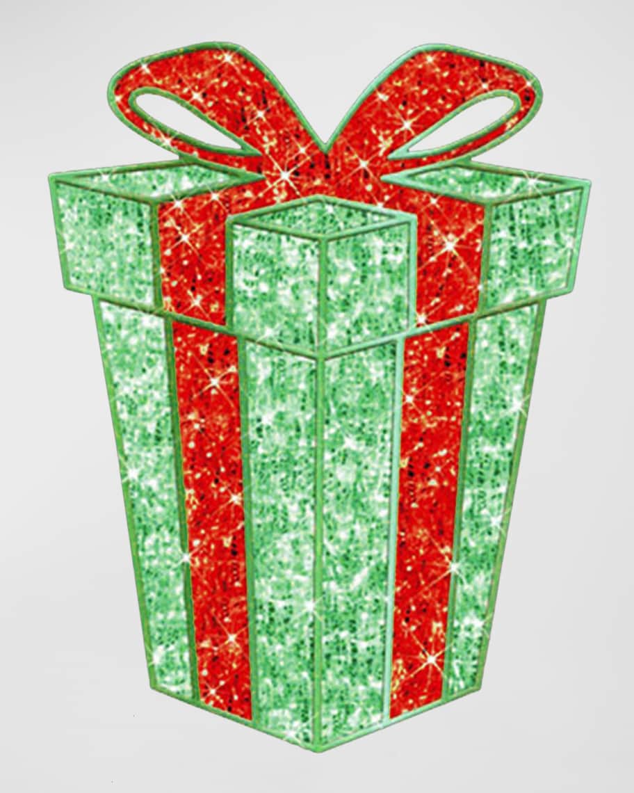 Barcana 2D Gift Box Outdoor Decoration with LED Lights, 55" | Neiman Marcus