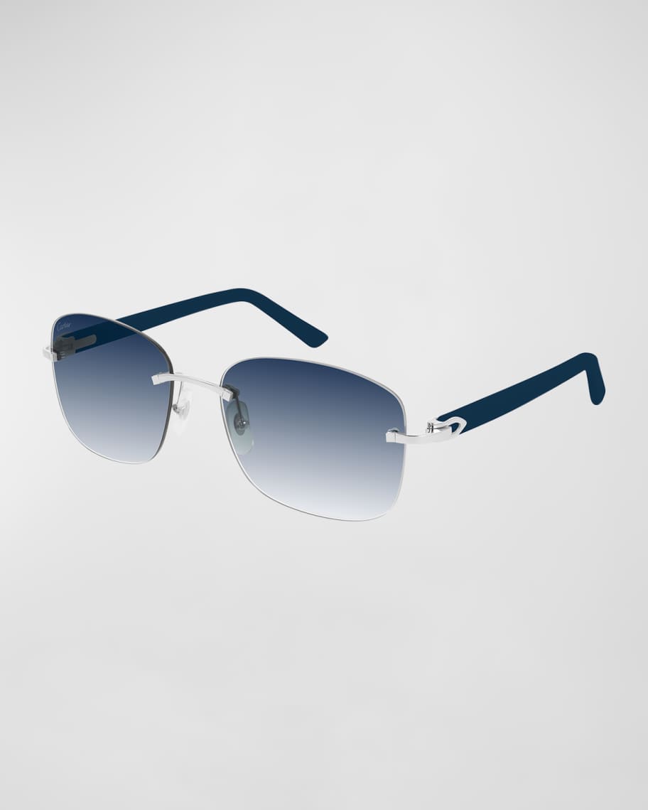 Cartier Men's Rimless Gradient-Lens Rectangle Sunglasses | Neiman Marcus