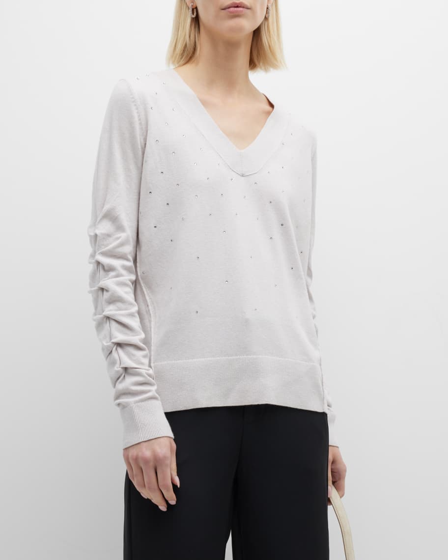 NIC+ZOE Petite Rhinestone Detail Glam Sweater | Neiman Marcus