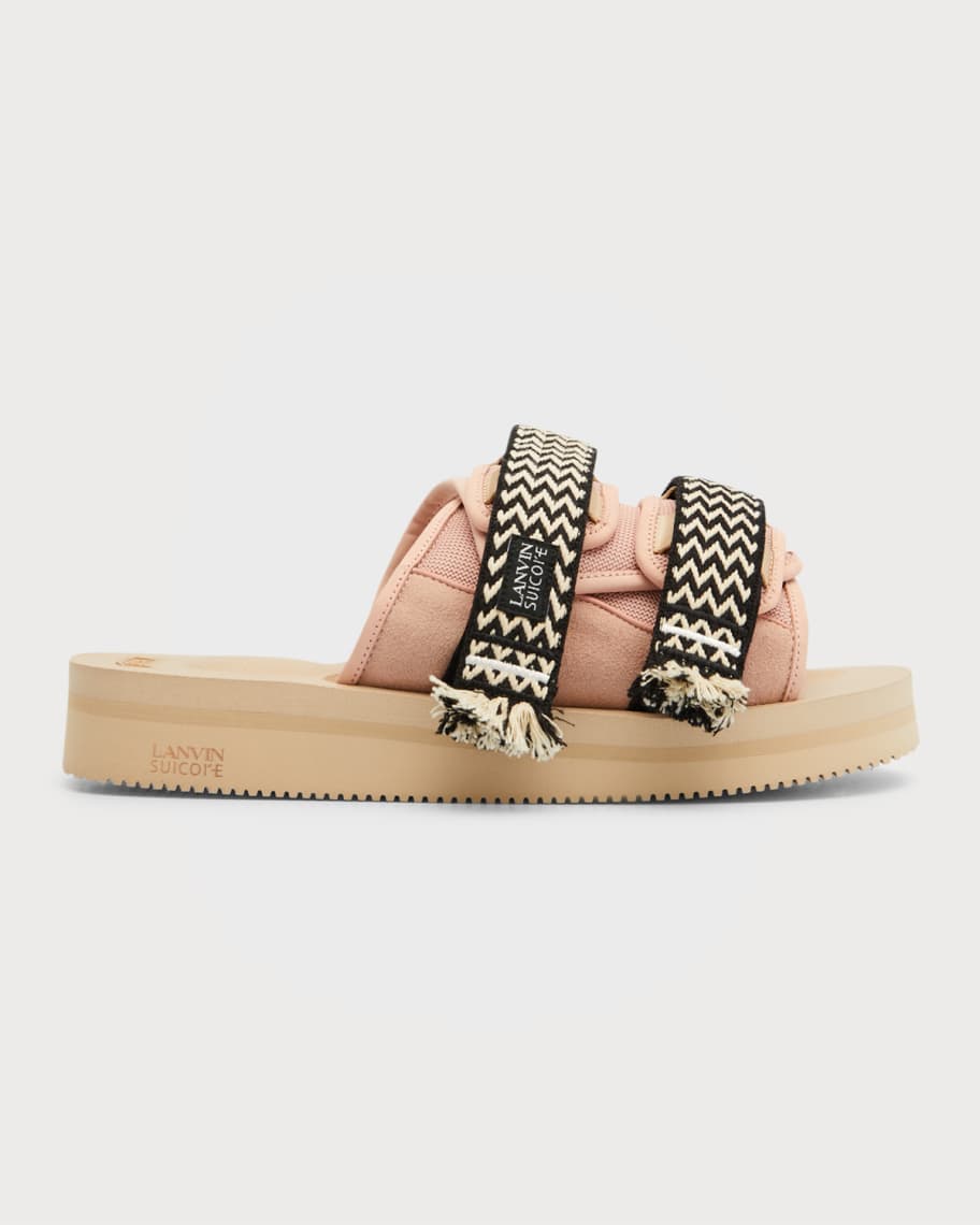 Lanvin x Suicoke Men's Curb Lace Grip Strap Slide Sandals | Neiman Marcus