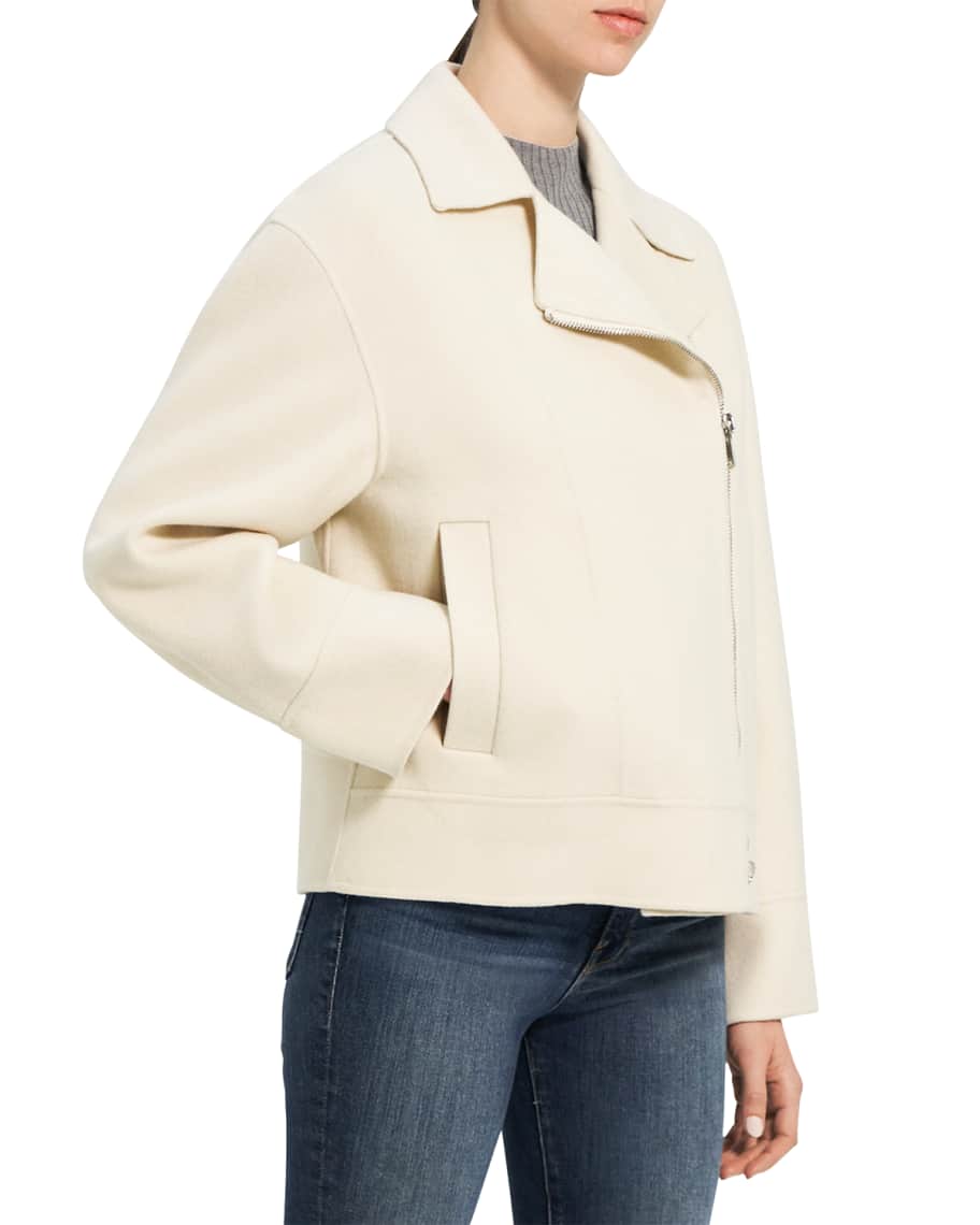 Theory Oversized Wool-Cashmere Moto Jacket | Neiman Marcus
